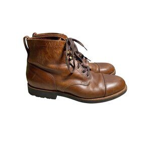 J. Crew | Shoes | Jcrew Mens Kenton Brown Leather Cap Toe Lace Up Boots ...